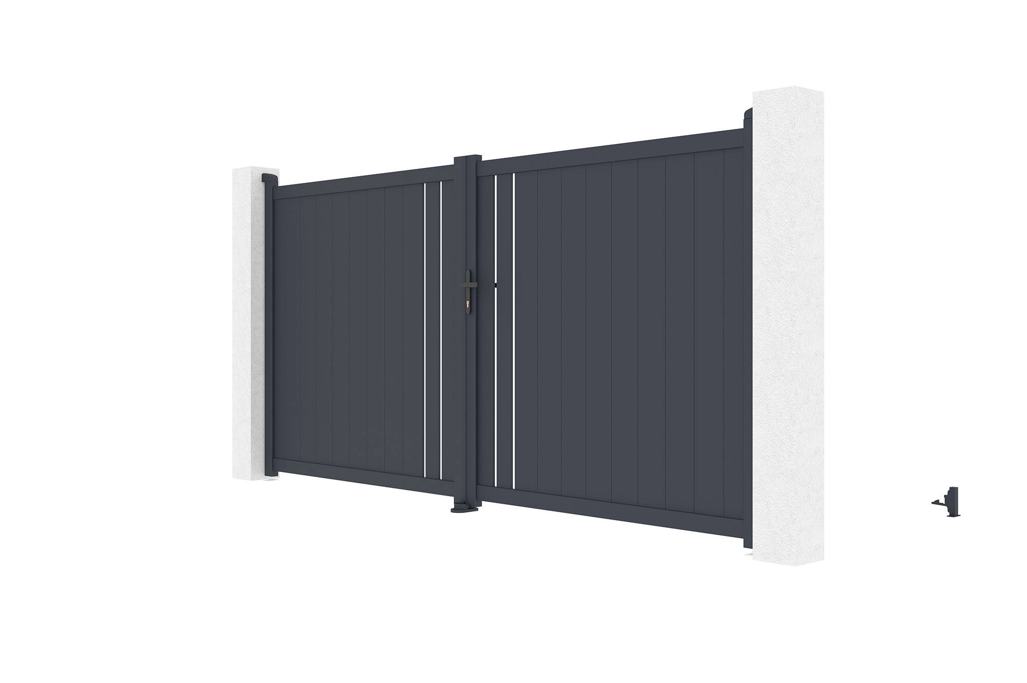 Portail battant 3,5 m GIONA H.180 cm alu + motorisation RANGER B150 ...