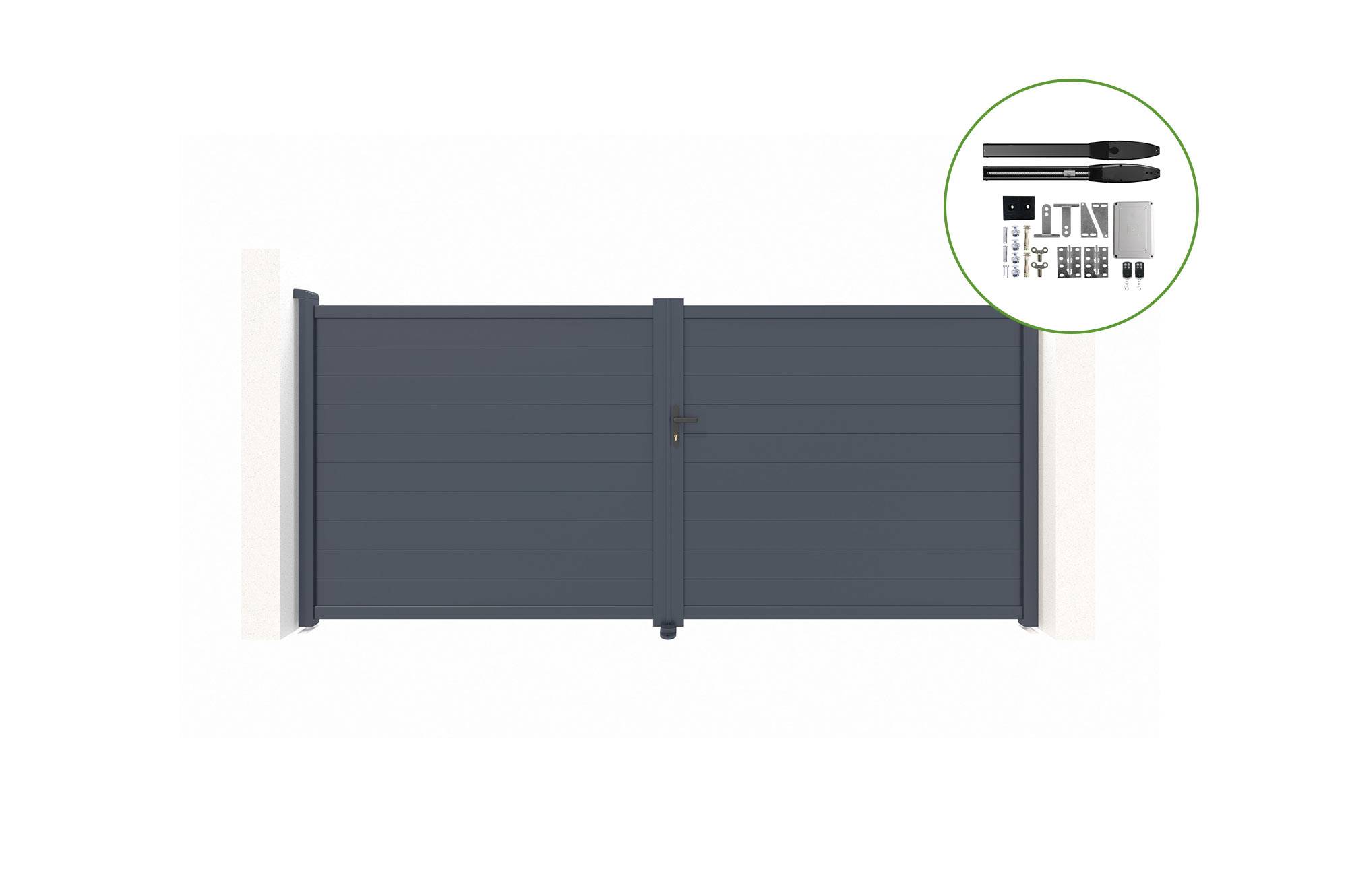 Portail battant motorisé 4 m EIGER H.180 cm + Motorisation HICKER B200 ...