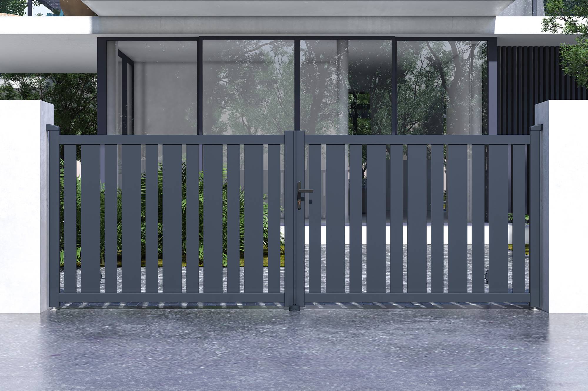 Portail battant ajustable en largeur 4 m VEYMONT H.140 cm alu gris ...