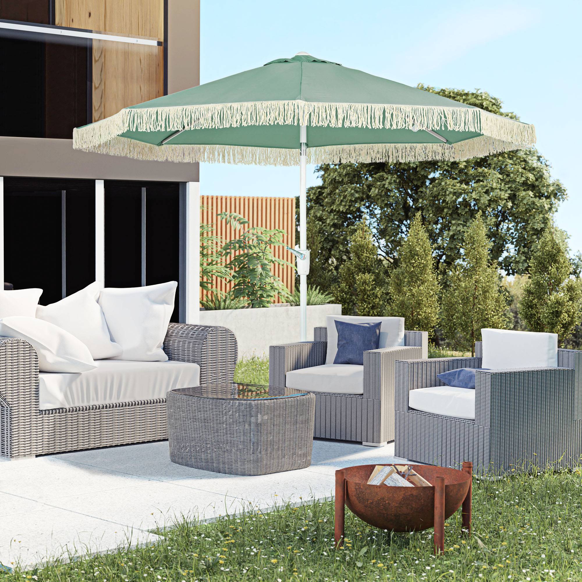 Parasol de jardin Polyester Vert 265x265x245 cm - Jardiland