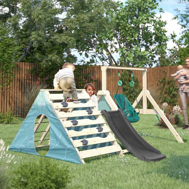 Aire de jeux en bois premier âge avec balançoire bébé évolutive OLYMPE ...