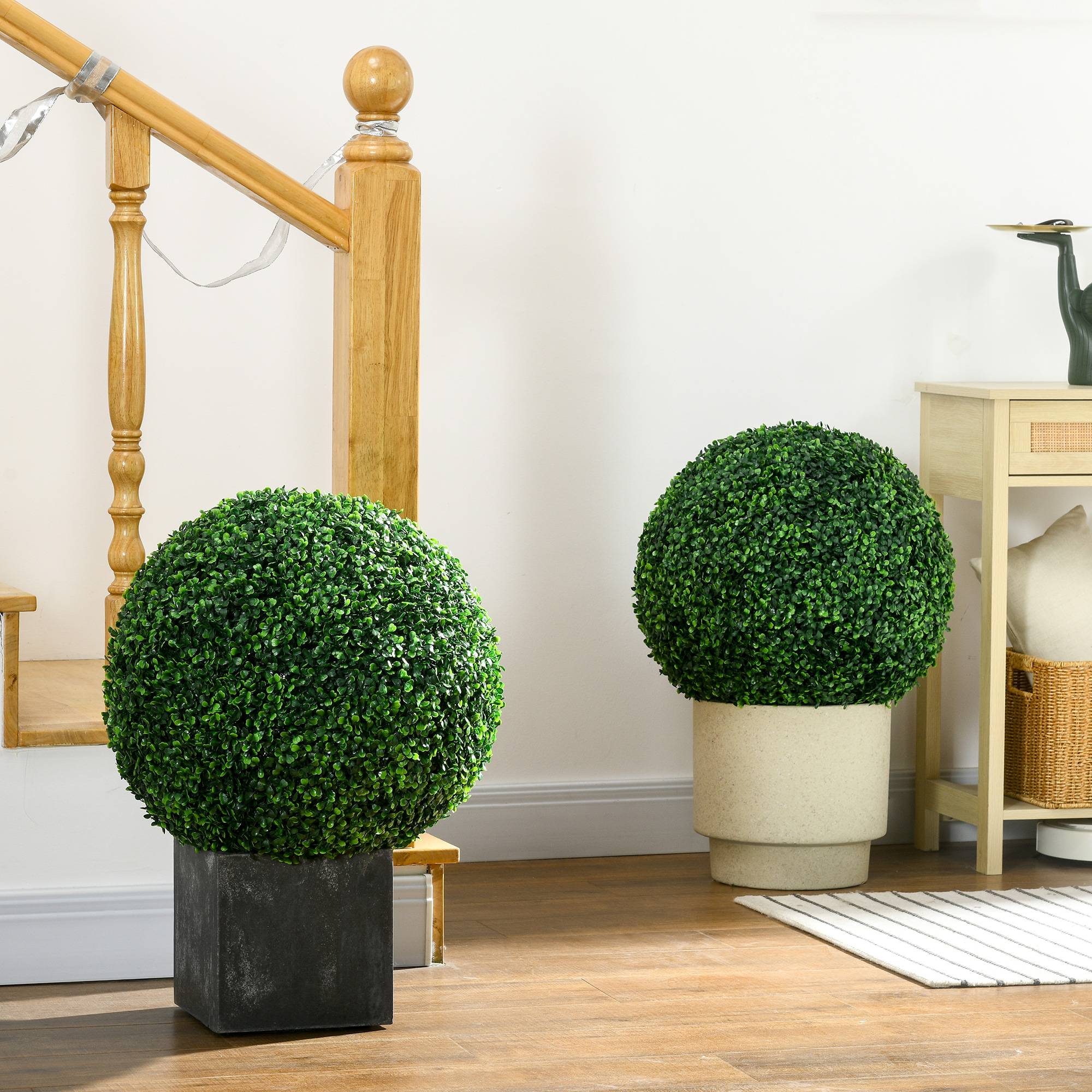 Duo boules buis artificiel PE jardin terrasse décor bucolique 50 cm ...