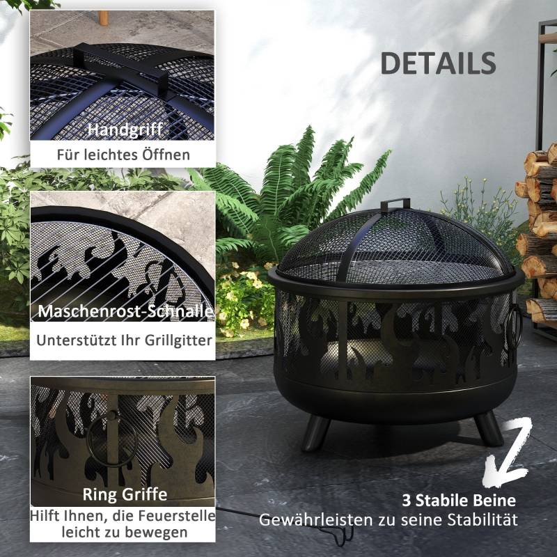 Brasero Barbecue 2en1 Acier Jardin Terrasse Grille Pare-Étincelles ...