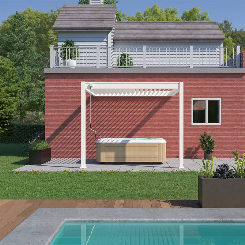 Pergola bioclimatique Ombréa adossée VS 3x3M Blanc + 1 store - Jardiland