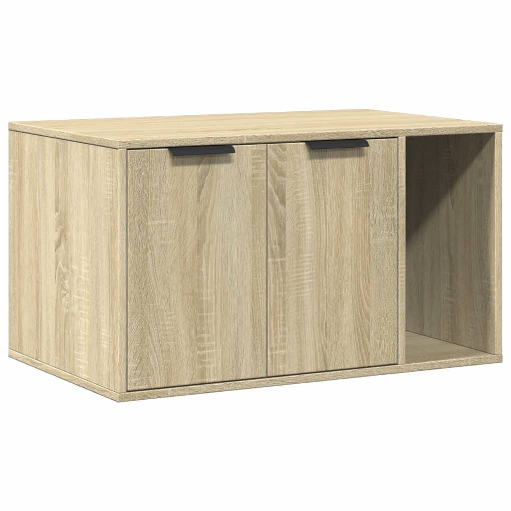 Meuble de bac à litière pour chat bois d'ingénierie chêne sonoma 80 x ...