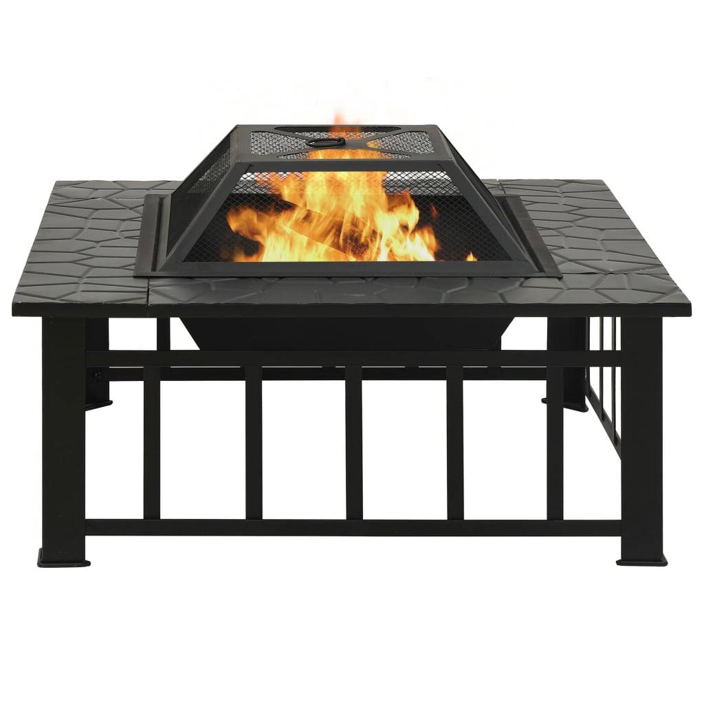 Brasero de Jardin Carré XXL Acier Foyer Extérieur avec Couvercle Pare ...