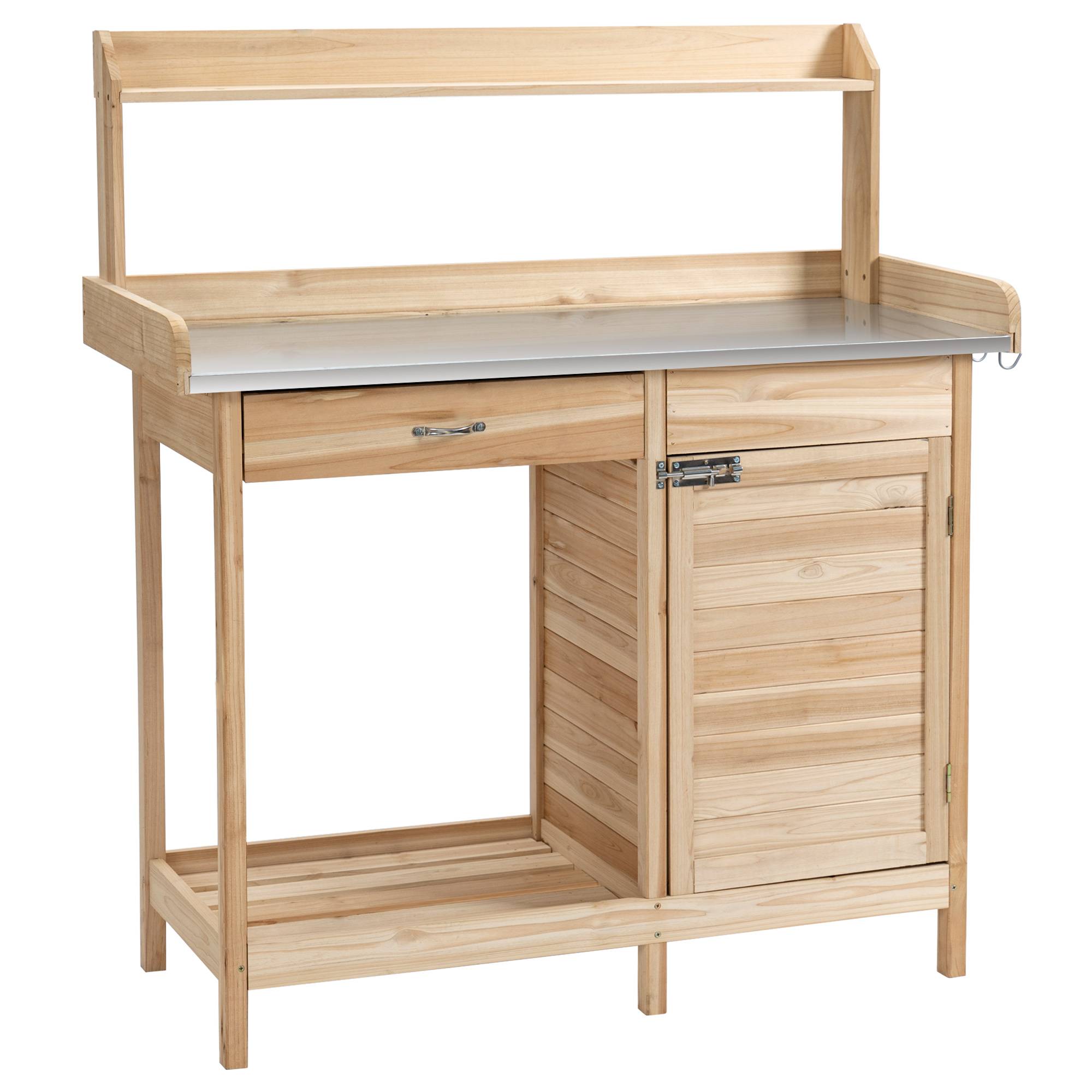 Table de Rempotage avec Tiroir, Placard et 2 Étagères, Plateau Acier ...