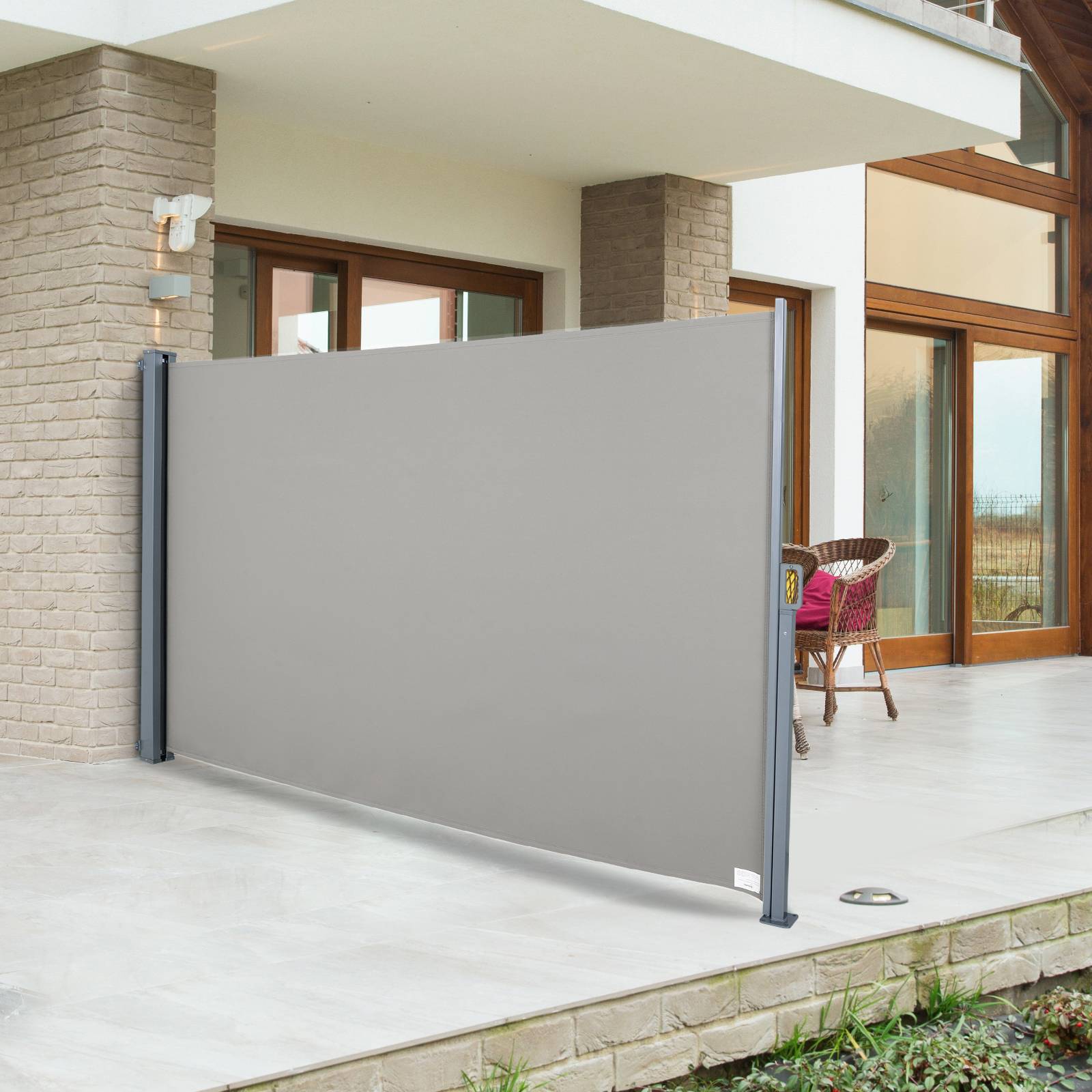 Store latéral enroulable aluminium polyester jardin terrasse brise-vue ...