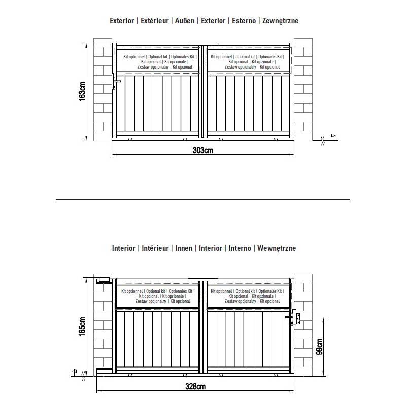 Portail coulissant aluminium anthracite 300x158 cm motorisable X-Metal ...