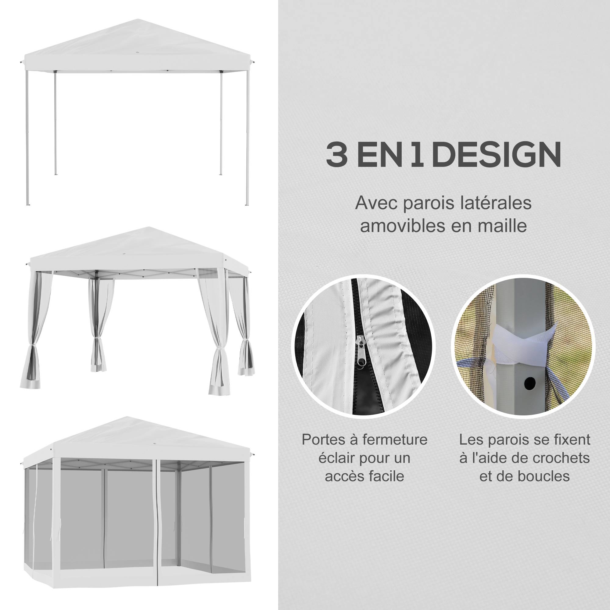 Tonnelle pop-up Barnum Pliant Style Colonial 3 x 3 m 4 moustiquaires ...