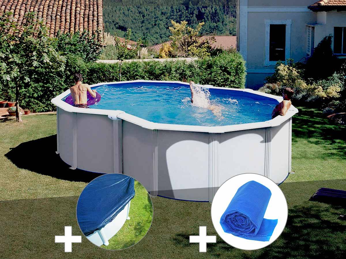 Kit piscine acier blanc Gré Varadero en huit 6,45 x 3,95 x 1,22 m ...