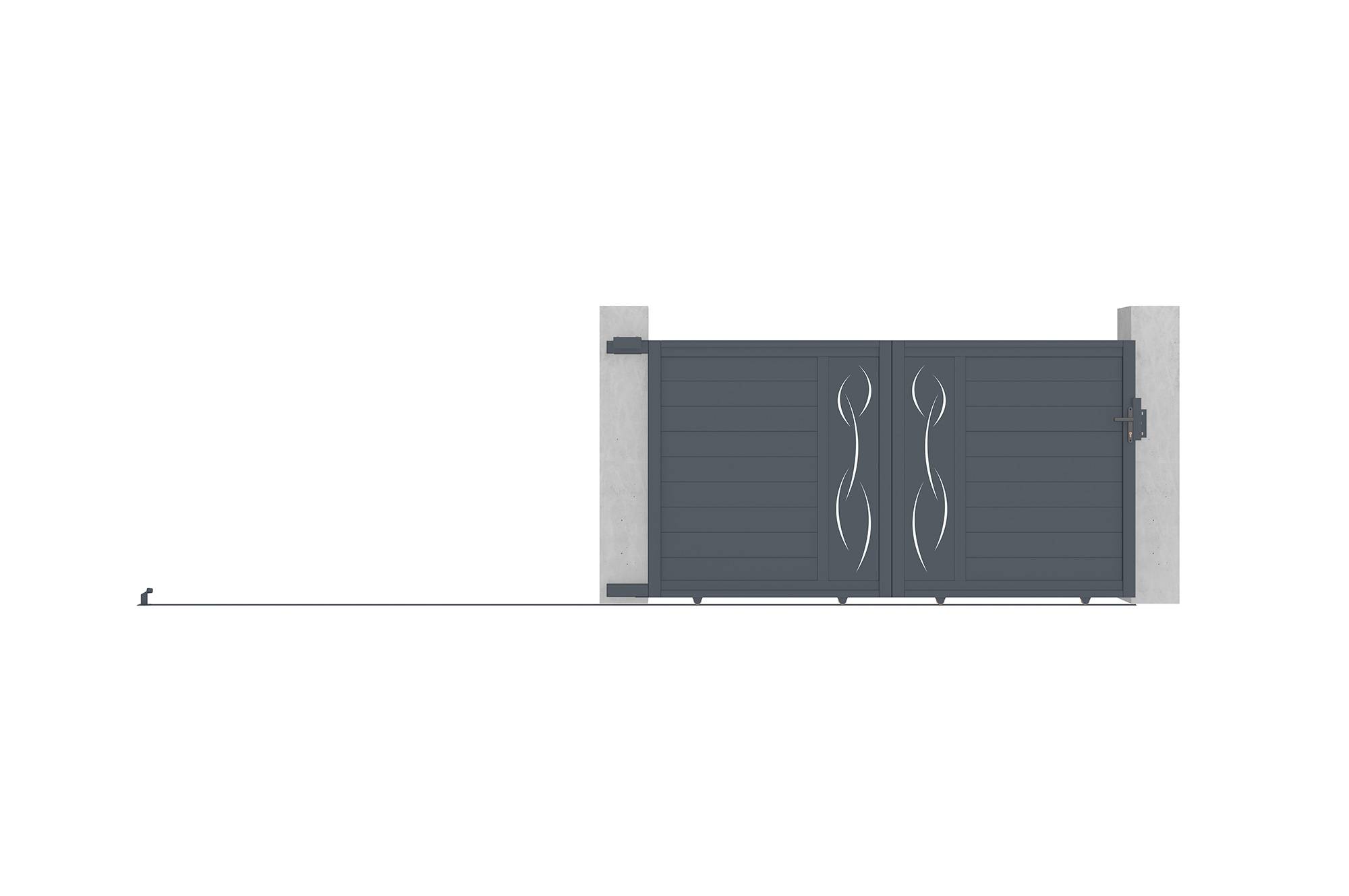 Portail coulissant 3 m LIFE H.160 cm + Portillon 1m LIFE H.160 cm ...