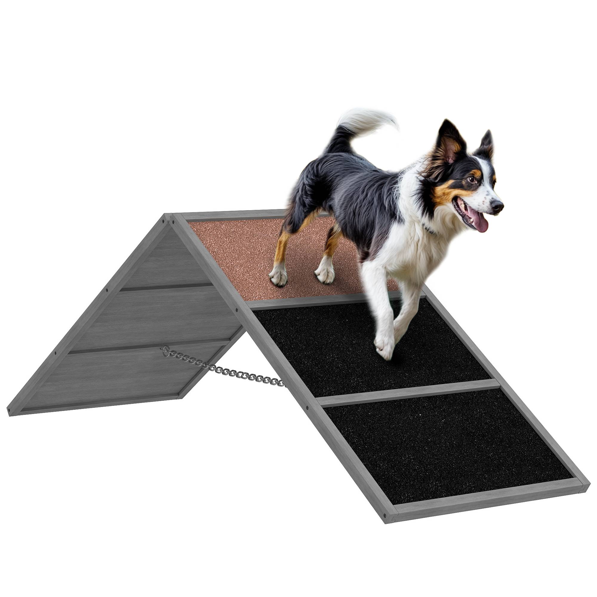 Rampe d'agility pour chien bois gris 173 x 59 x 66 cm - PANGIVO - Jardiland