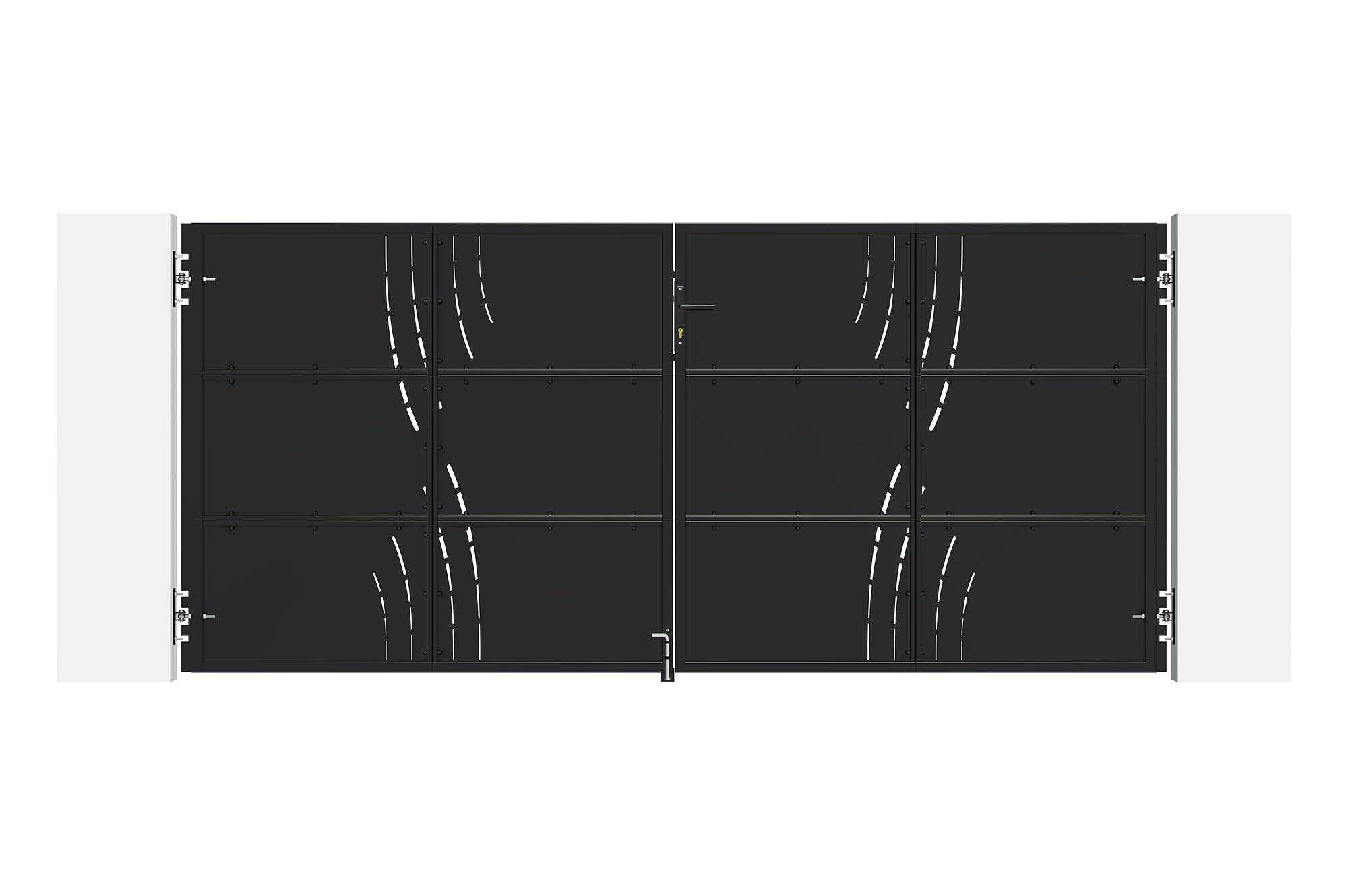 Casanoov Portail battant acier noir mat 3,5 m NALI VELETA H.180 cm + 2 ...