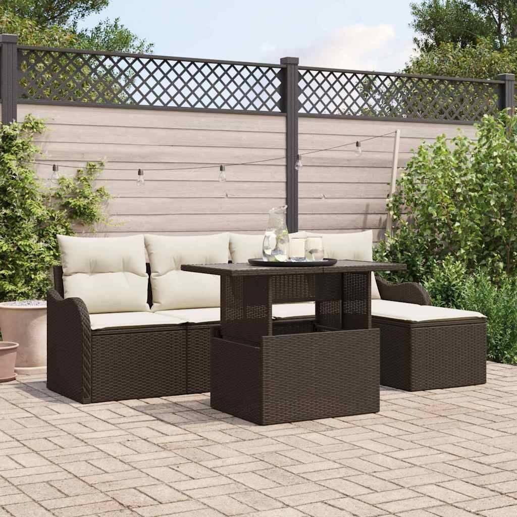 Ensemble Détente Jardin 6 Pièces Polyrotin Marron – Mobilier Modulable ...