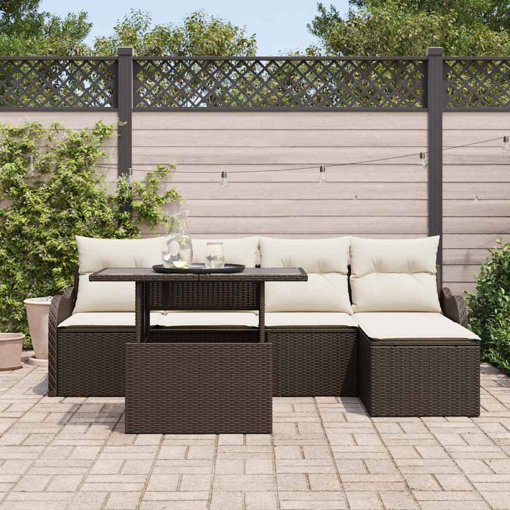 Ensemble Détente Jardin 6 Pièces Polyrotin Marron – Mobilier Modulable ...