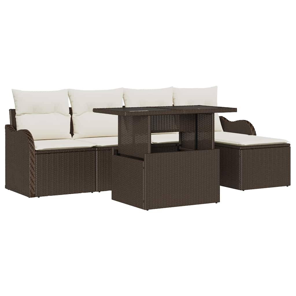 Ensemble Détente Jardin 6 Pièces Polyrotin Marron – Mobilier Modulable ...