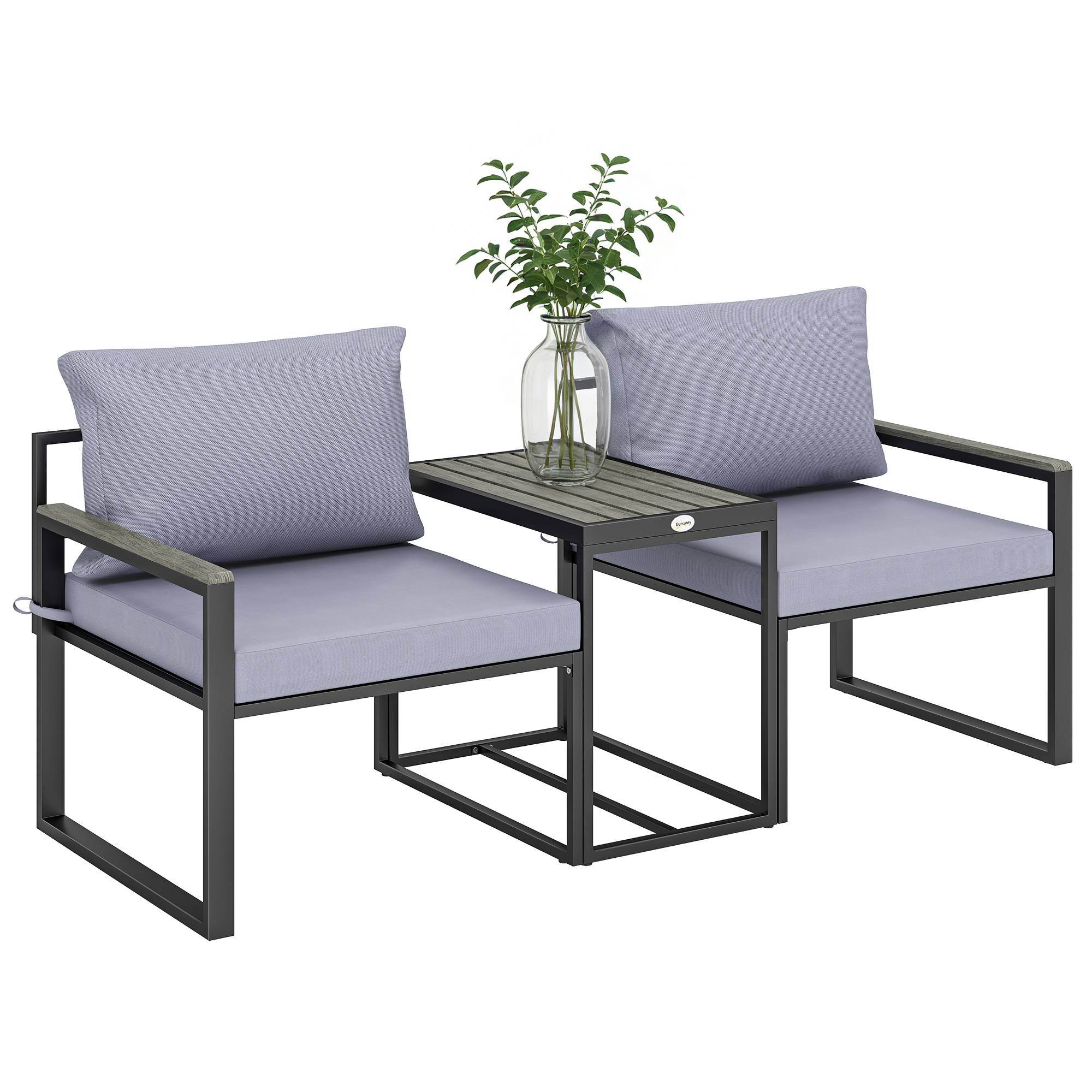 Salon de jardin 3 pièces | Mobilier de jardin Gris Acier, Composite ...
