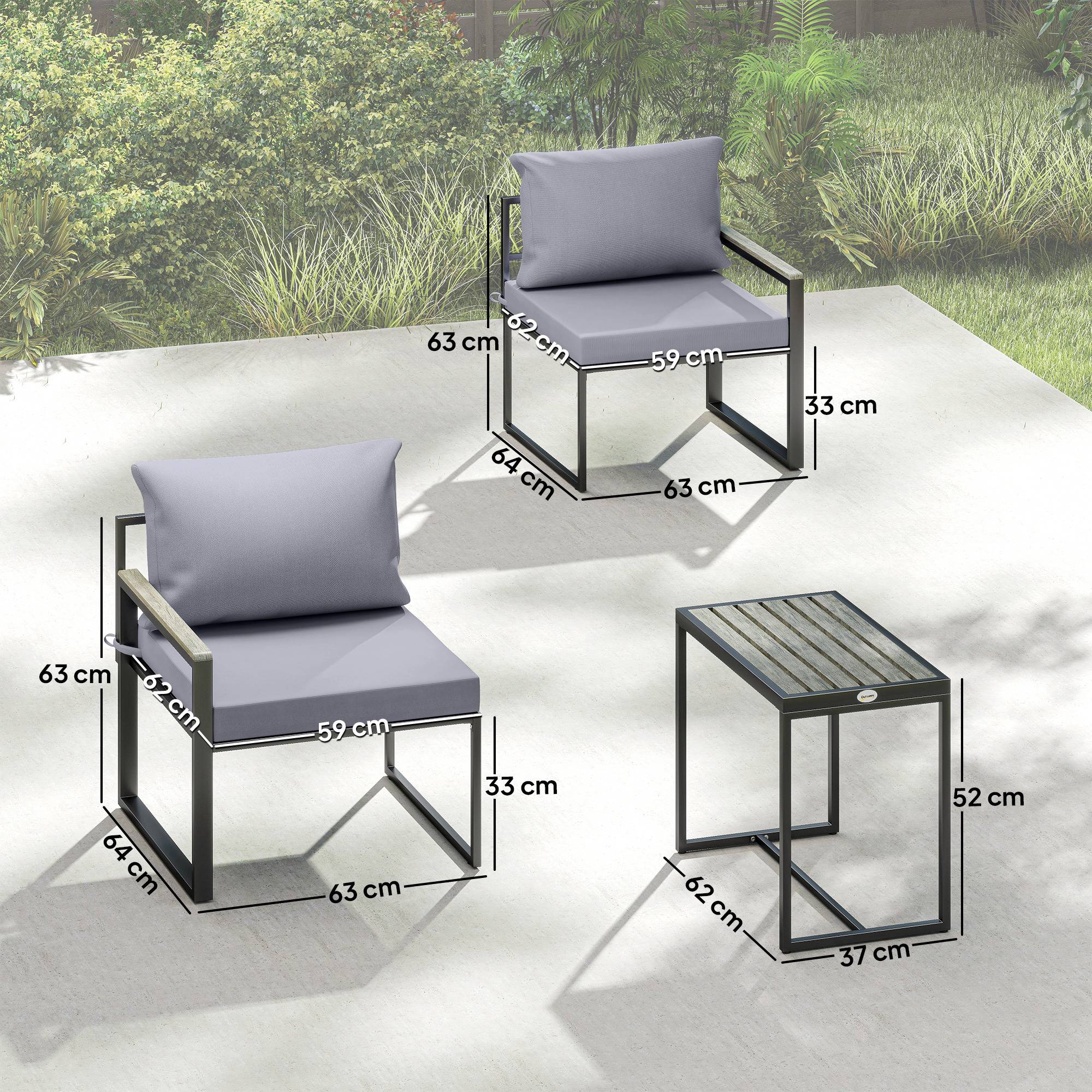 Salon de jardin 3 pièces | Mobilier de jardin Gris Acier, Composite ...