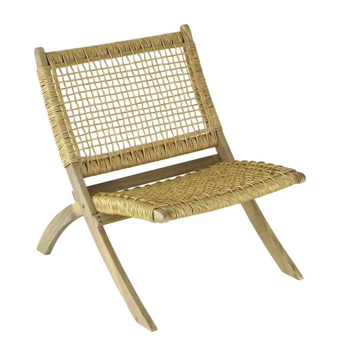 Fauteuil de jardin pliant Proloisirs SILA en acacia FSC 100% et cannage ...