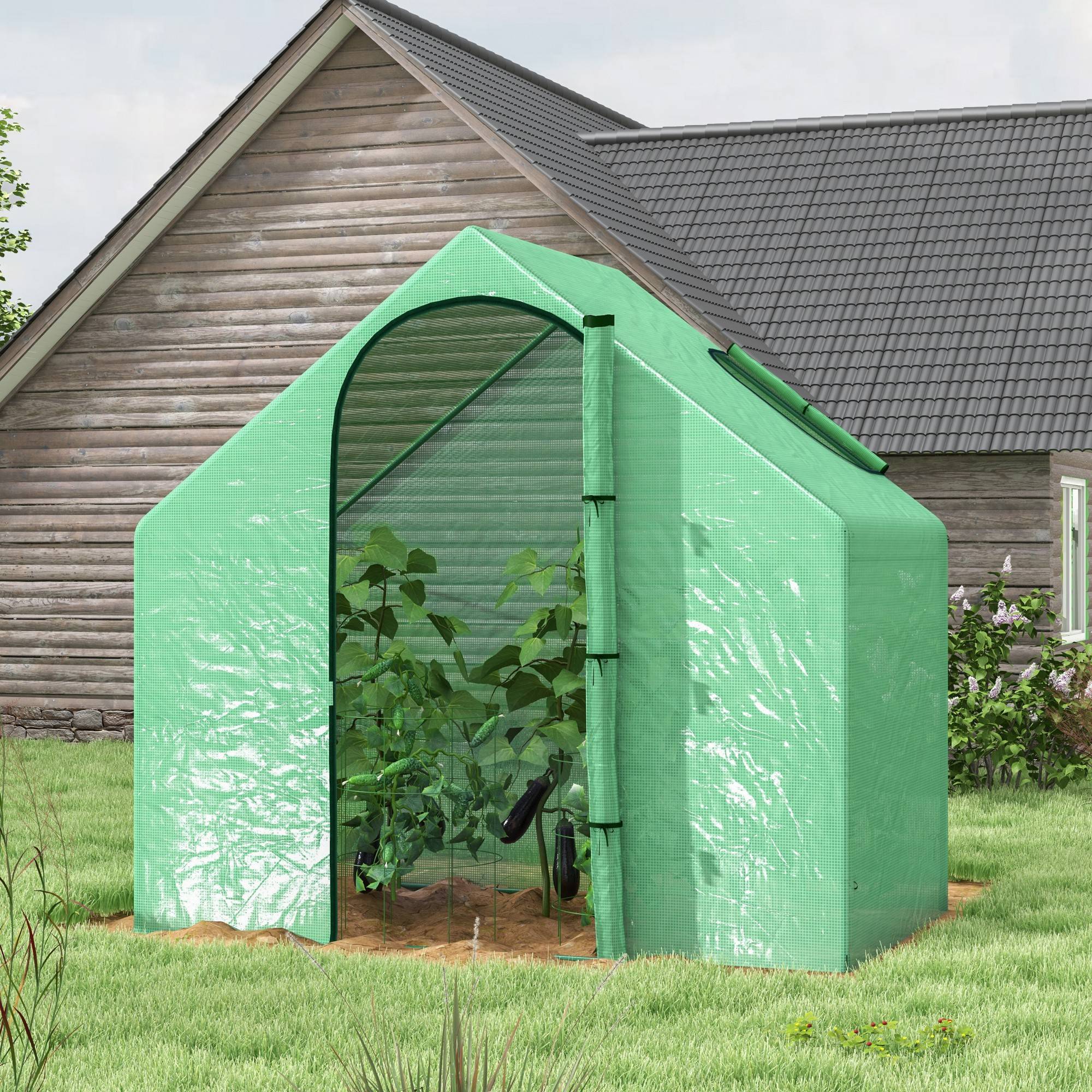 Serre de jardin en polyéthylène et acier vert 180 x 105 x 150 cm ...