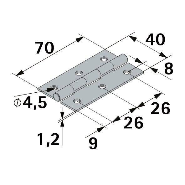 Charnière en acier pour meuble, HETTICH, L.70 x l.40 mm, noir - Jardiland