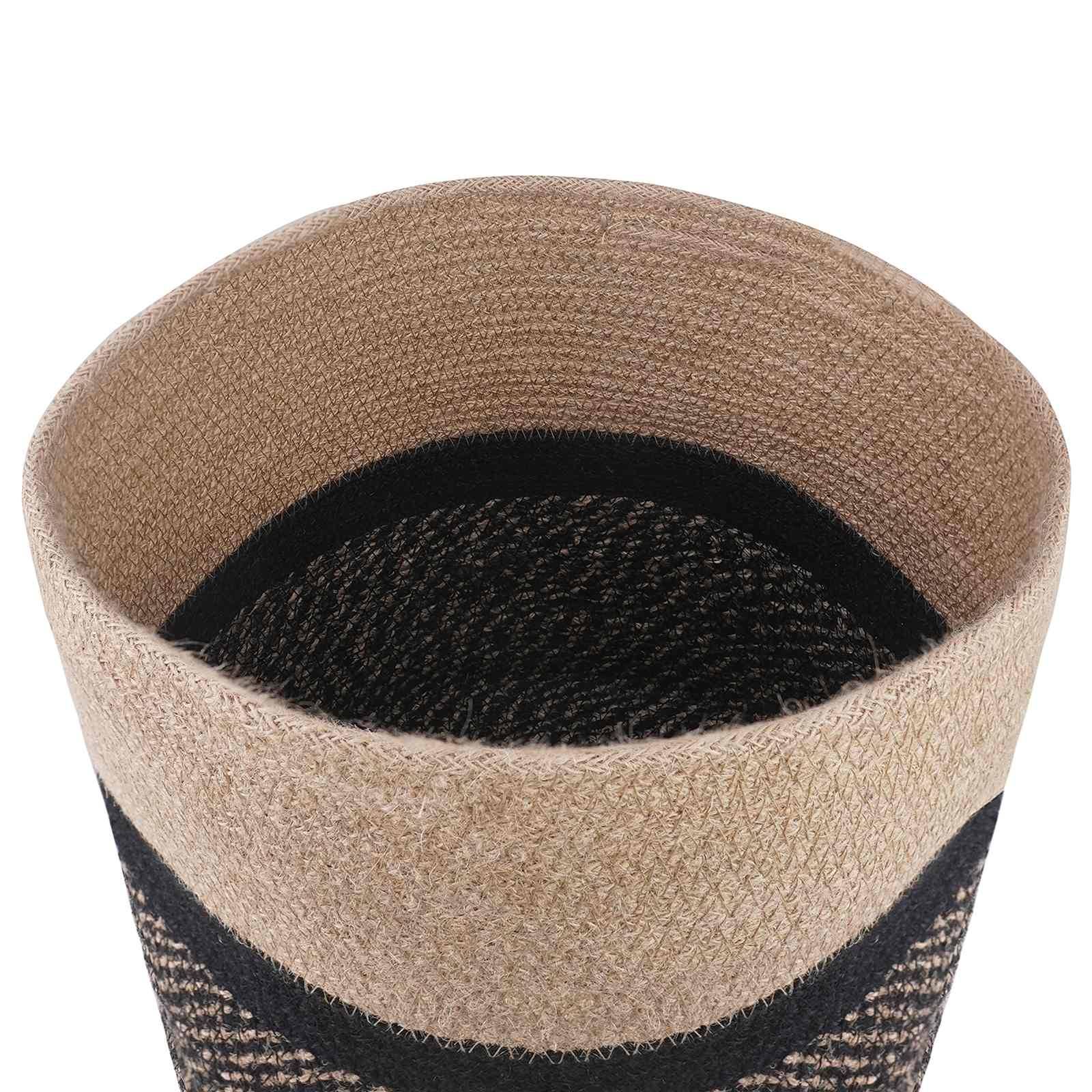 Lot de 2 pots à plantes jute naturel et noir 28 x 28 x 28 cm - PANGIVO ...