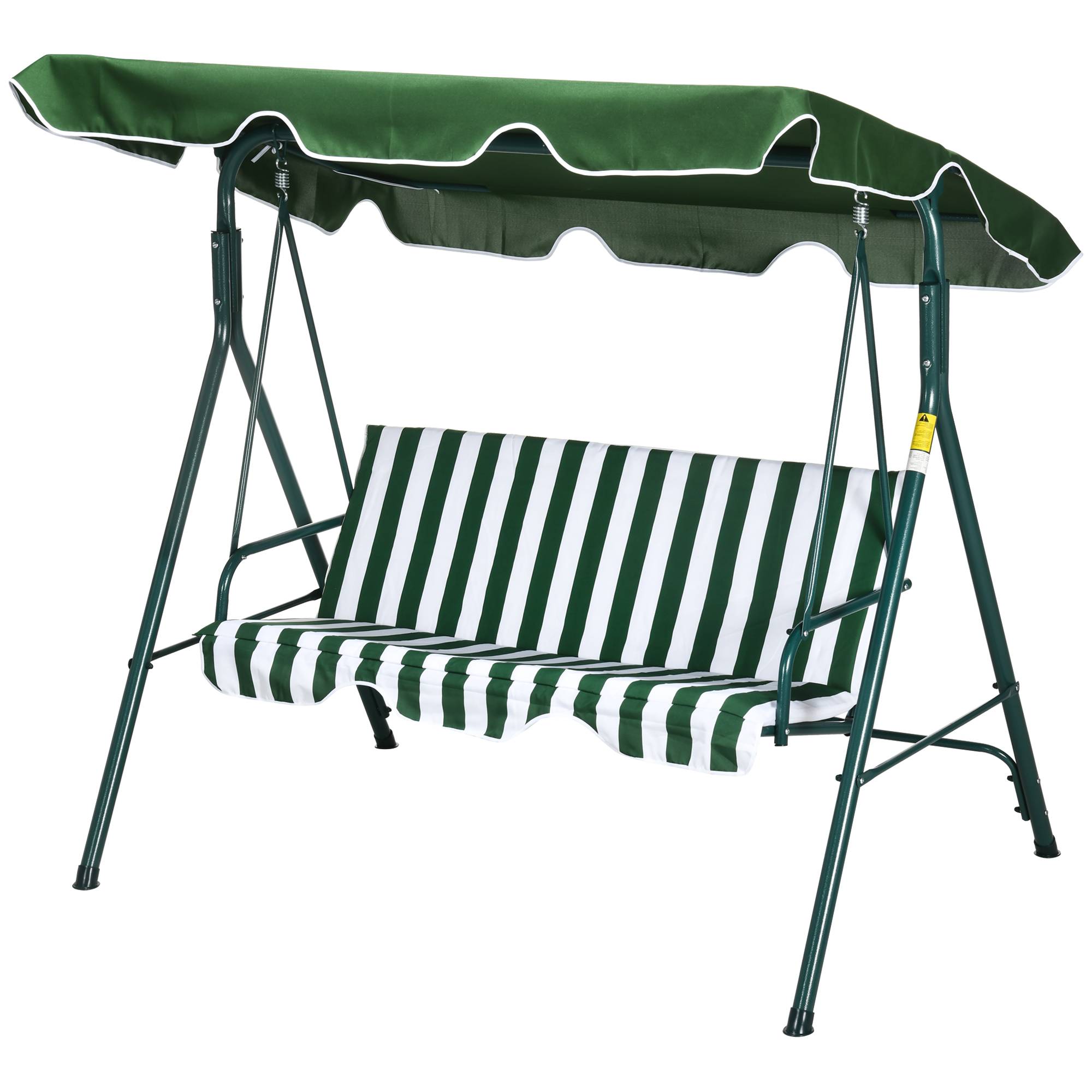 Balancelle de jardin acier 3 places toit pare-soleil réglable vert ...