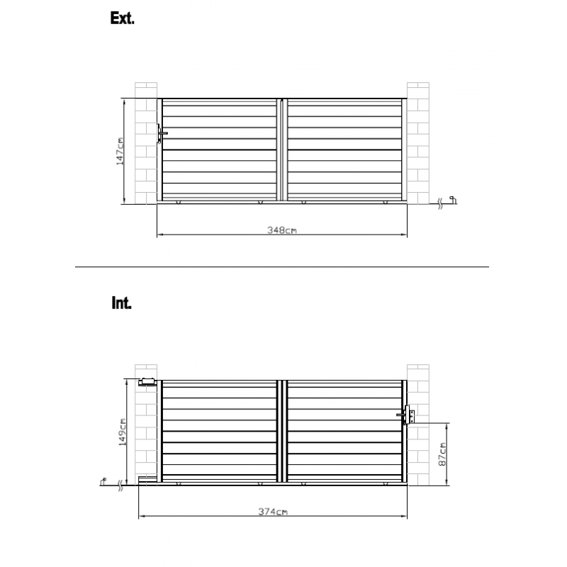 Portail coulissant aluminium anthracite 350x142 cm Garde X-Metal avec ...