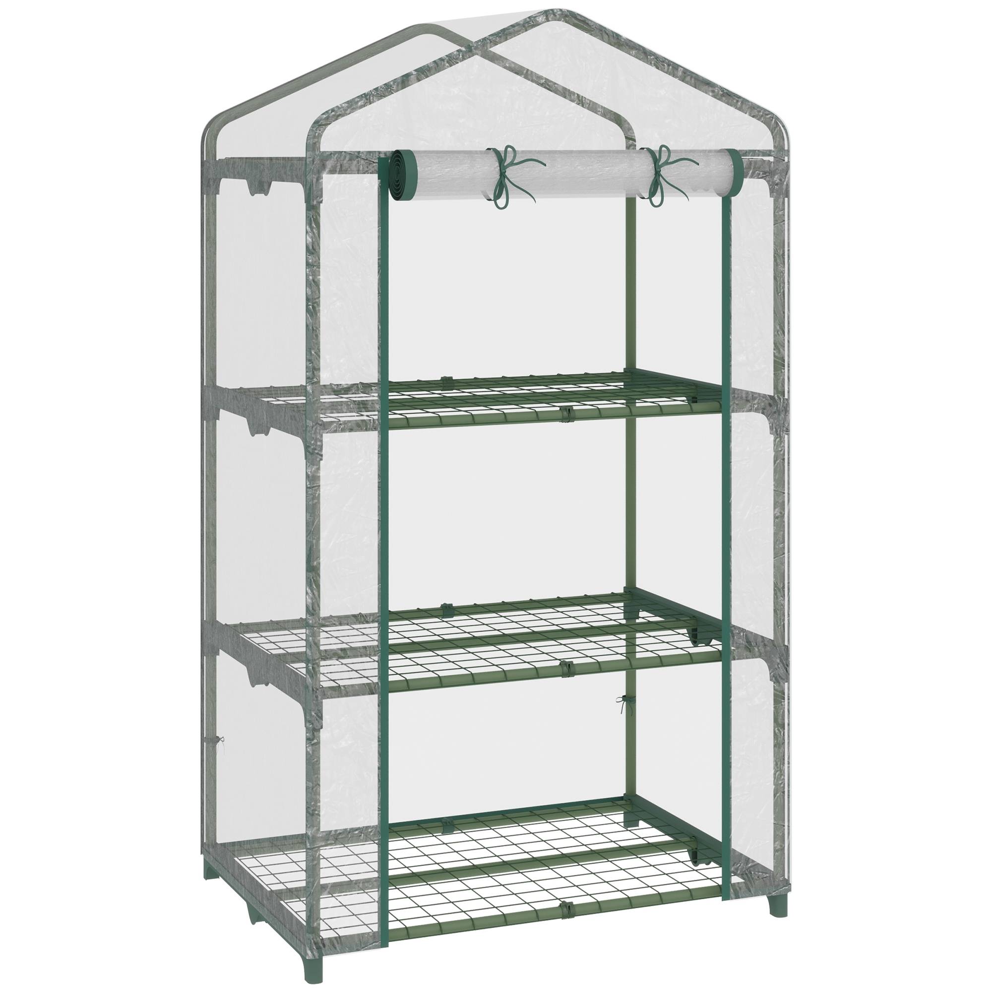 Serre de Terrasse 3 Niveaux 69 x 49 x 125 cm avec 3 Étagères et Porte ...