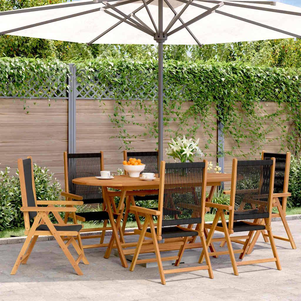 Chaises de jardin inclinables bois massif acacia noir 57 x 70 x 85-109 ...