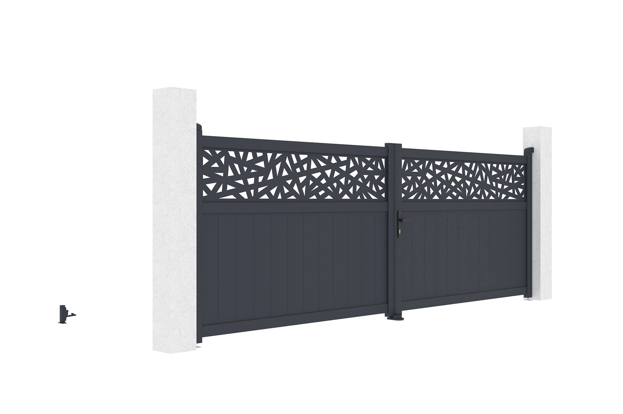 Portail battant 4 m ajustable en largeur DOLOMITE RUIVO H.140 cm ...