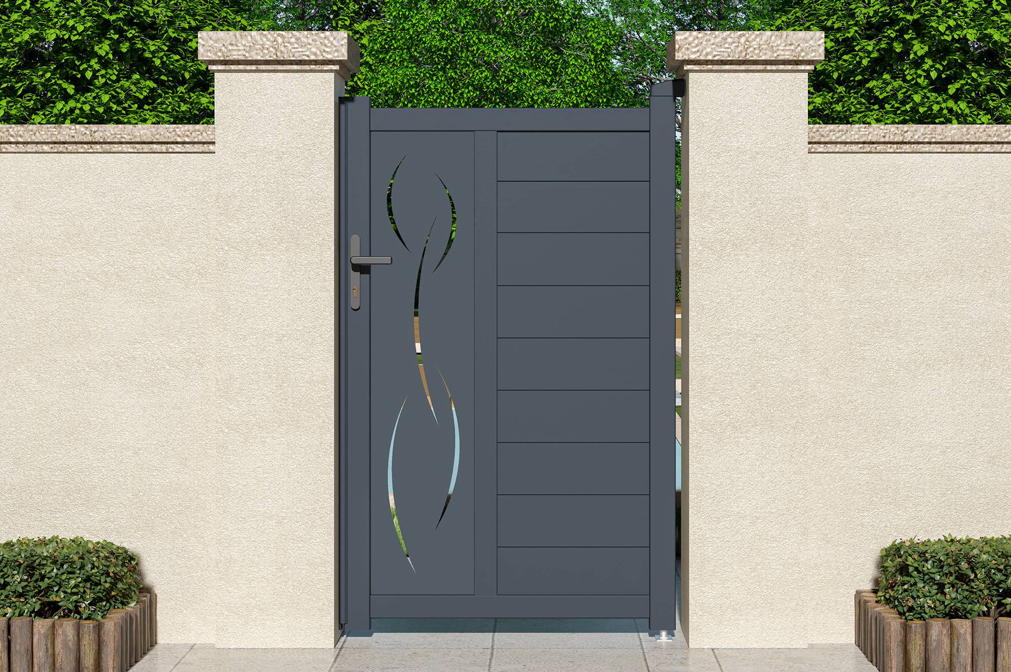 Portillon 1m LIFE H.160 cm + 2 Poteaux H.190 cm aluminium gris 160 x ...
