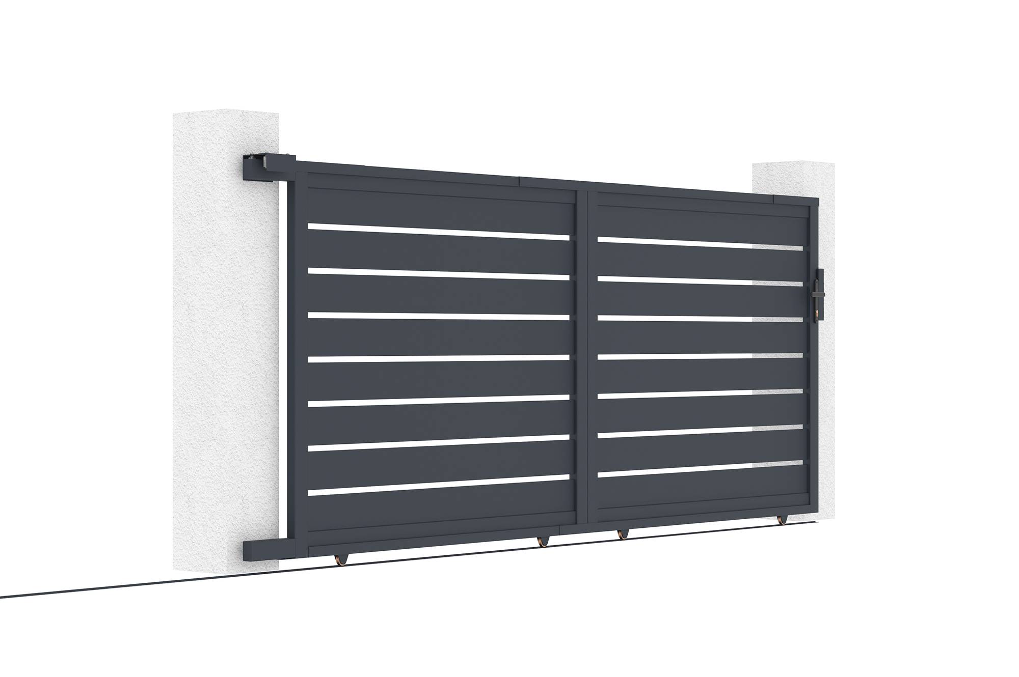 Portail coulissant 5 m VOGEL H.160 cm aluminium gris - Jardiland