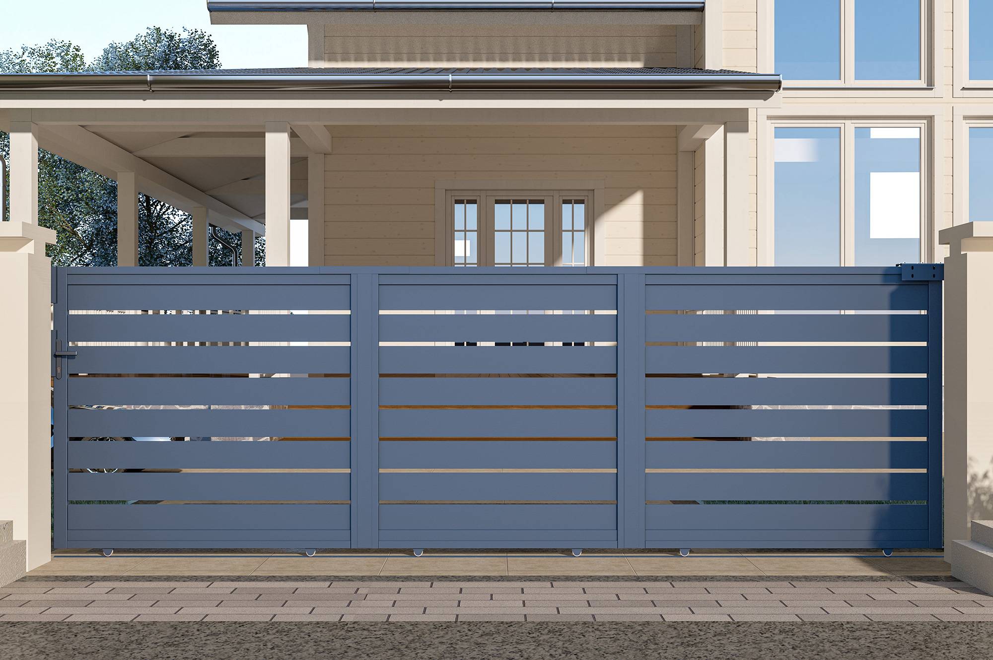 Portail coulissant 5 m VOGEL H.160 cm aluminium gris - Jardiland