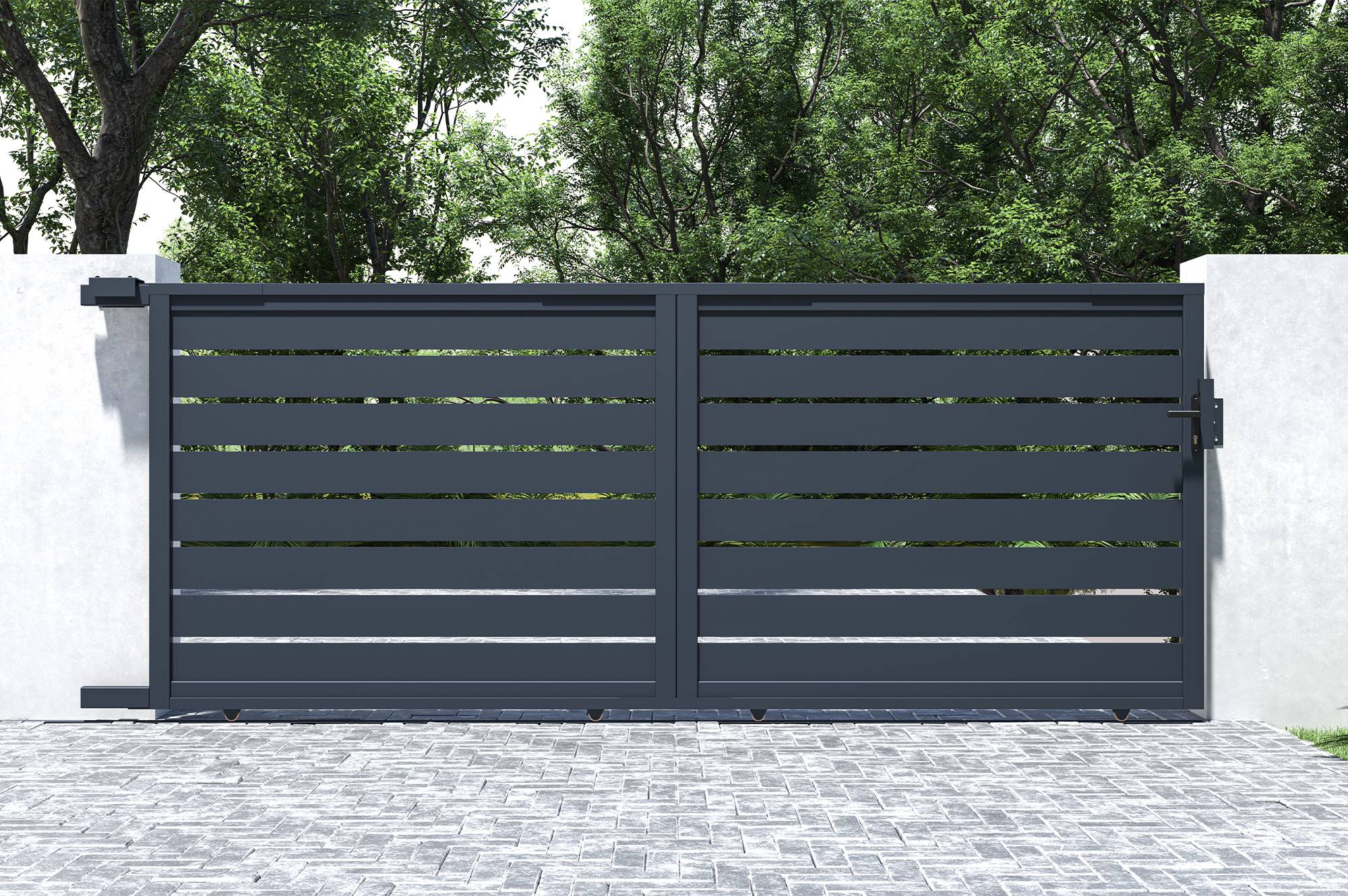 Portail coulissant 5 m VOGEL H.160 cm aluminium gris - Jardiland