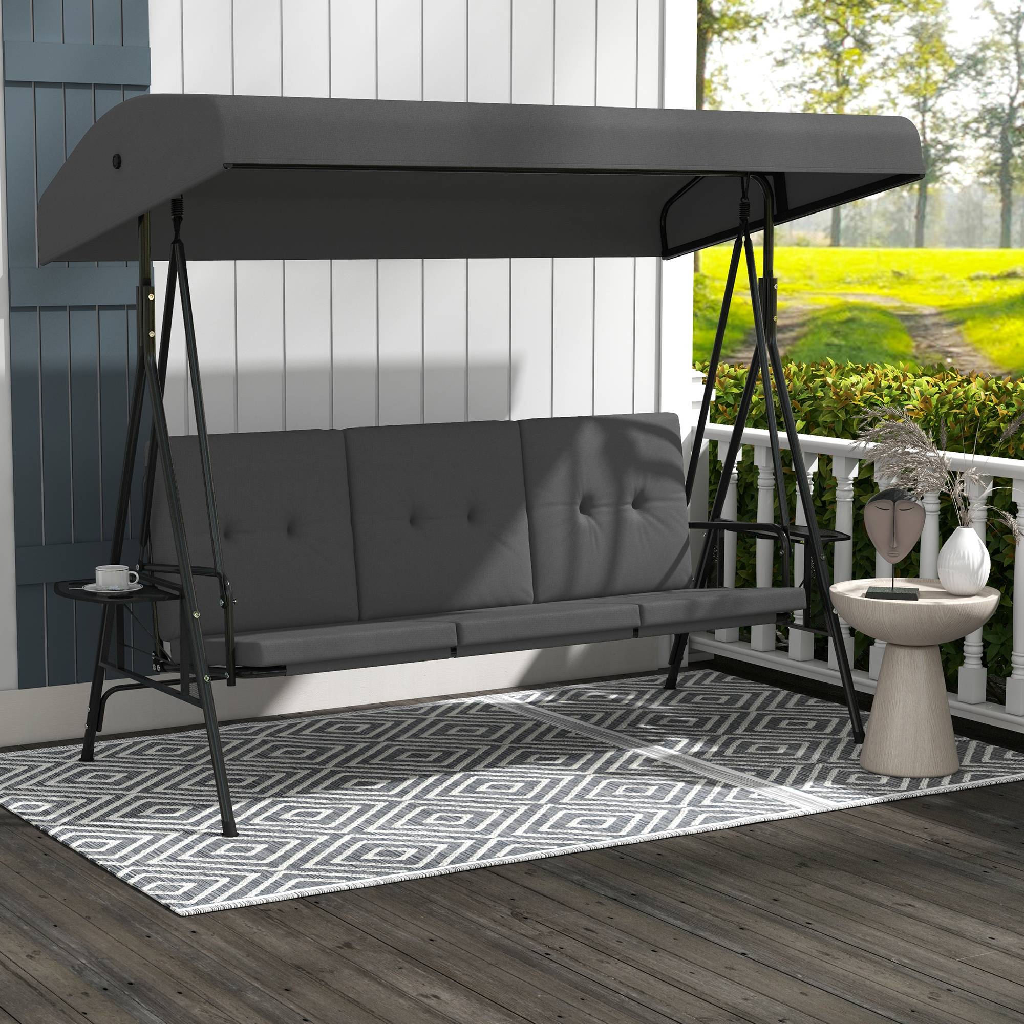 Balancelle de jardin acier et polyester 210 x 115 x 158 cm - PANGIVO ...