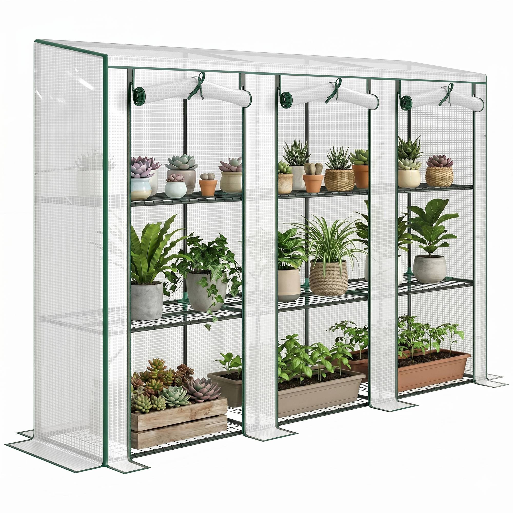 Serre de jardin avec étagères à 3 niveaux serre de balcon 3 portes ...