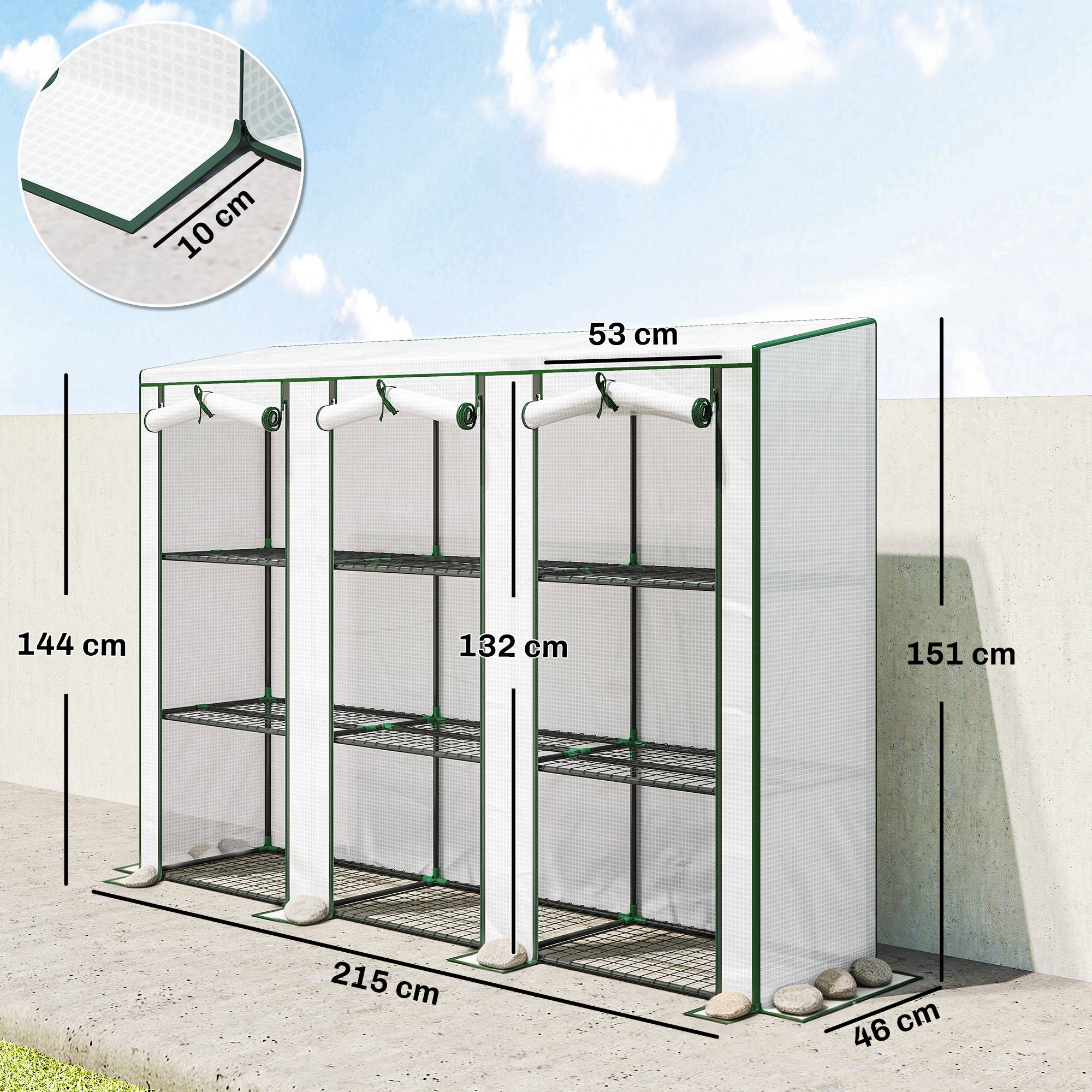 Serre de jardin avec étagères à 3 niveaux serre de balcon 3 portes ...