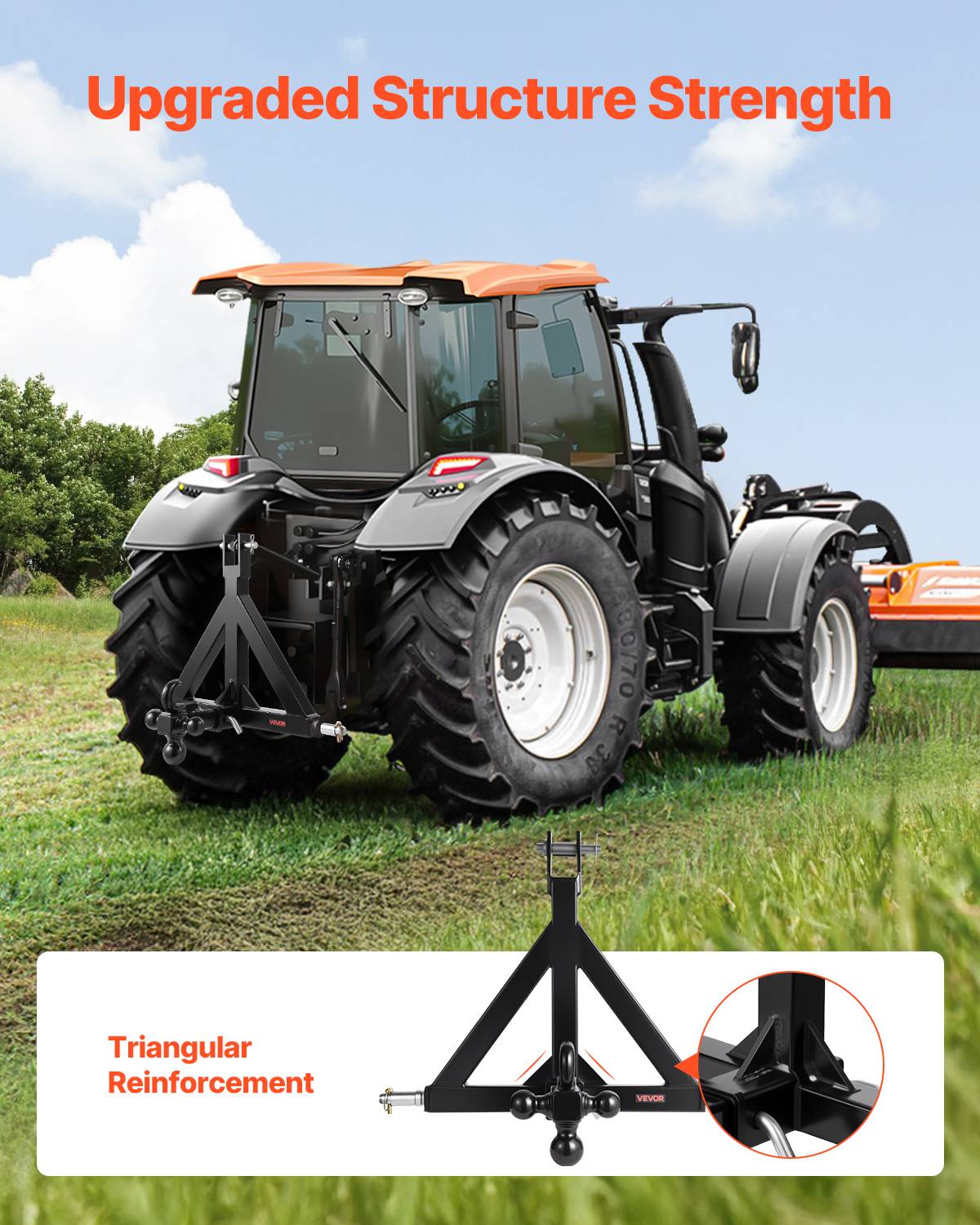 VEVOR Attelage 3 points, récepteur 5cm, 3 boules, adaptateur, tracteurs ...
