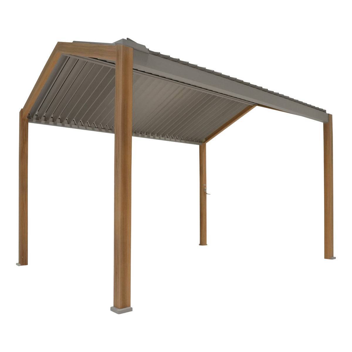 Pergola bioclimatique autoportante Ecozia beige lin Hespéride - Jardiland
