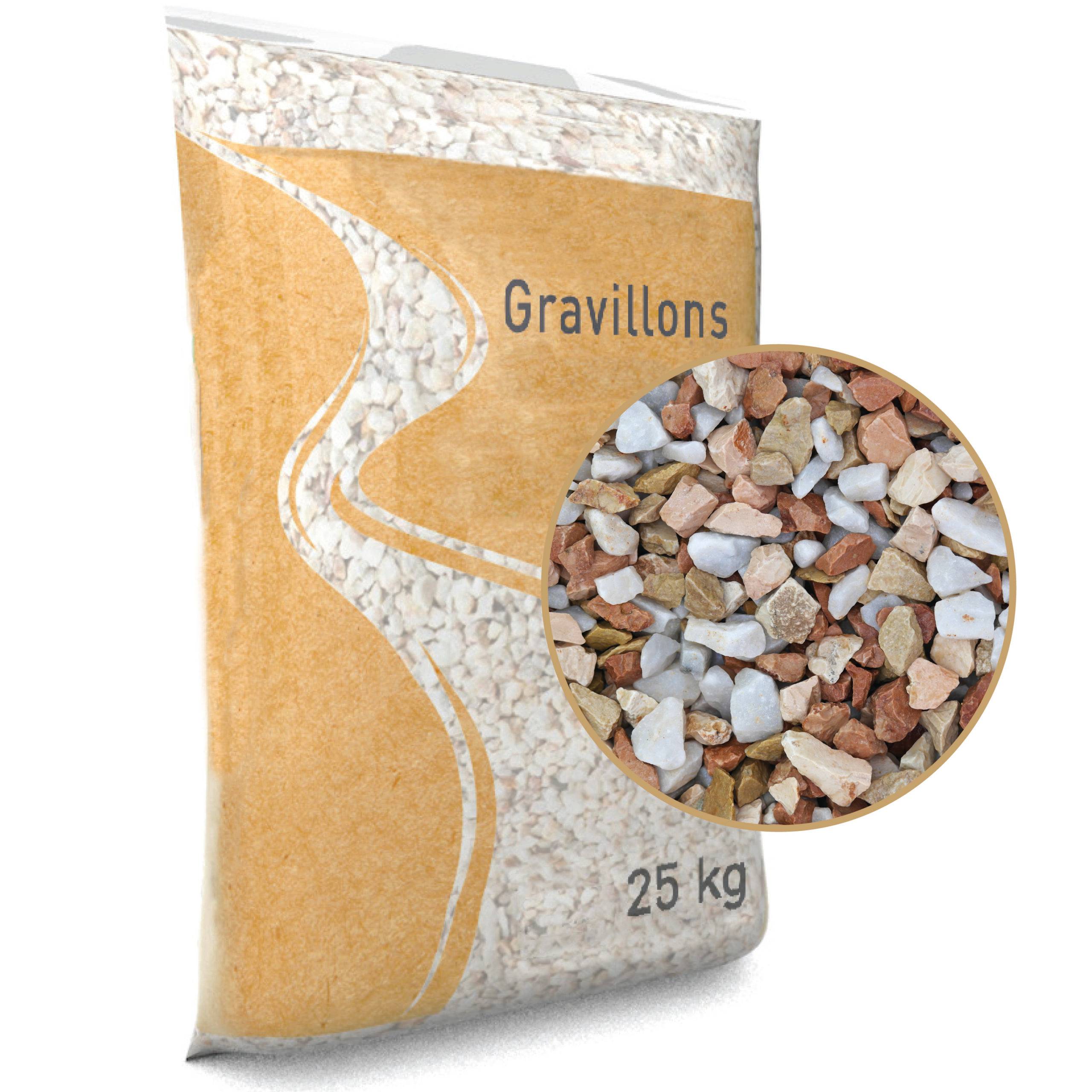 Gravillon concassé mixte marbre Riviera 8/12 en sac de 25 KG - Jardiland