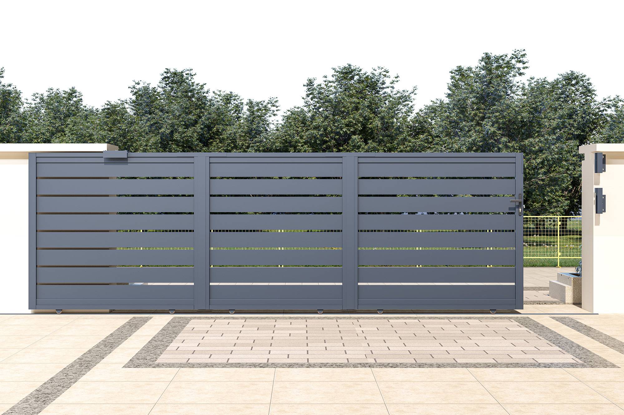 Portail coulissant 5x1,6 m VOGEL aluminium Gris - Jardiland