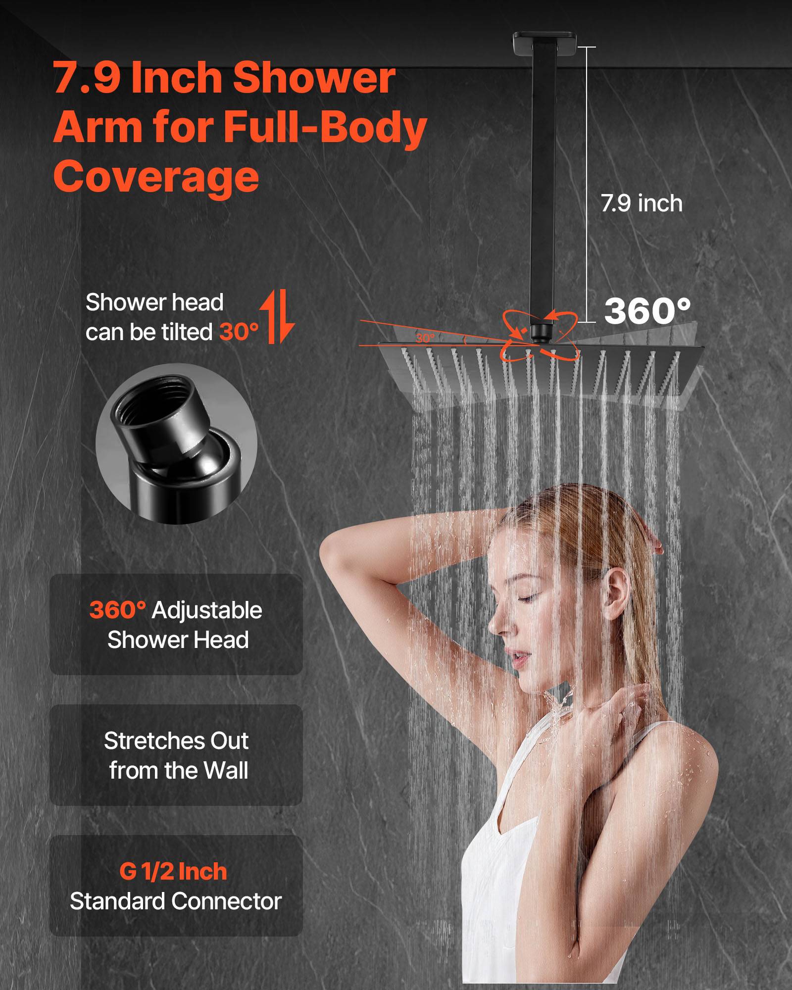 VEVOR Kit Robinet de Douche avec Douchette de Tête 25,4 cm et à Main ...