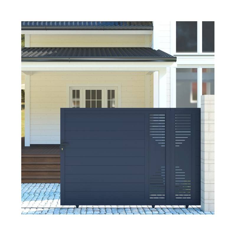 Portail coulissant aluminium anthracite 350x158 cm X-Metal Fancy avec ...