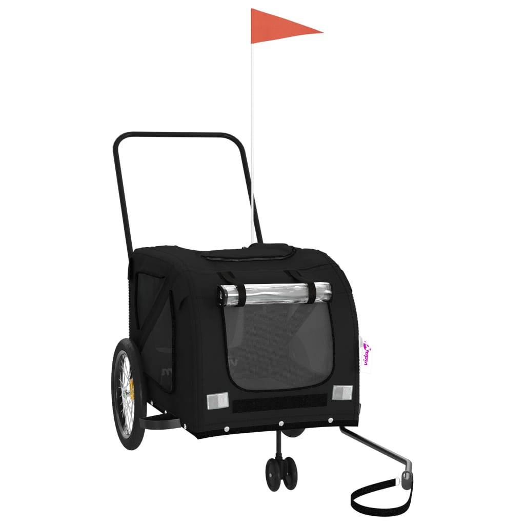 Remorque de vélo pour animaux fer et tissu Oxford noir 134 x 68 x 72 cm ...