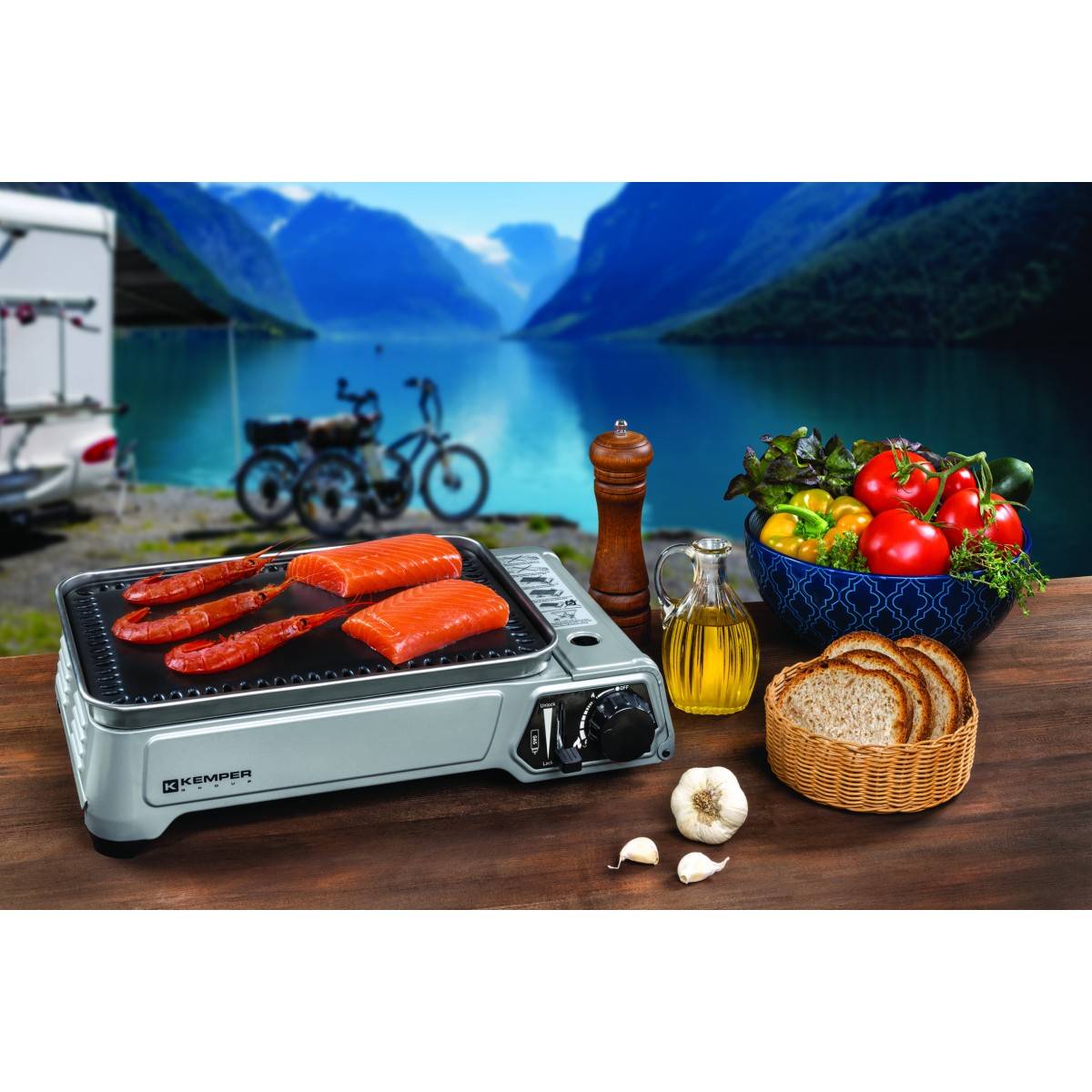 Barbecue gaz portable 1900W, Plancha gaz anti‑adhésive, Idéal camping ...