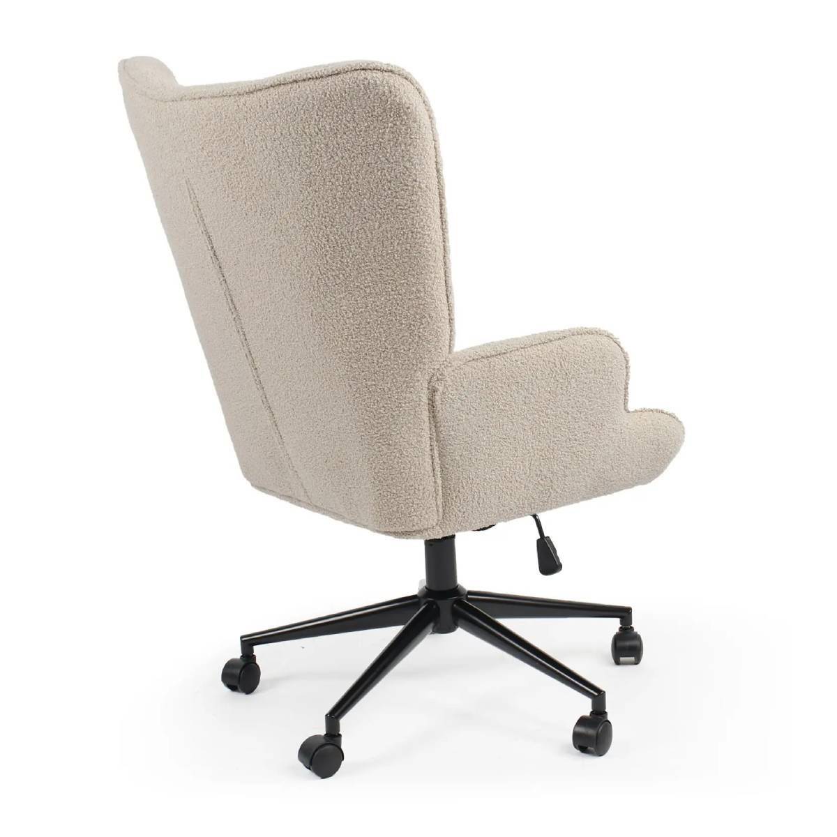 Fauteuil de Bureau Tissu Bouclette "Verner" 96cm Beige - Jardiland