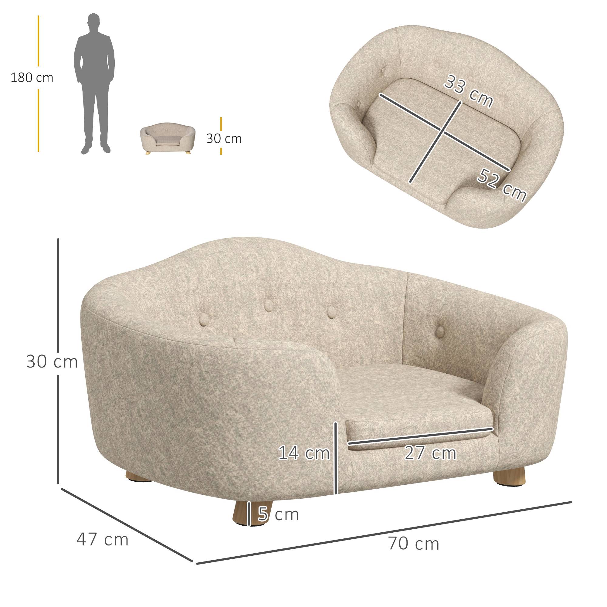 Canapé pour chien bois et peluche blanc crème 70 x 47 x 30 cm - PANGIVO ...