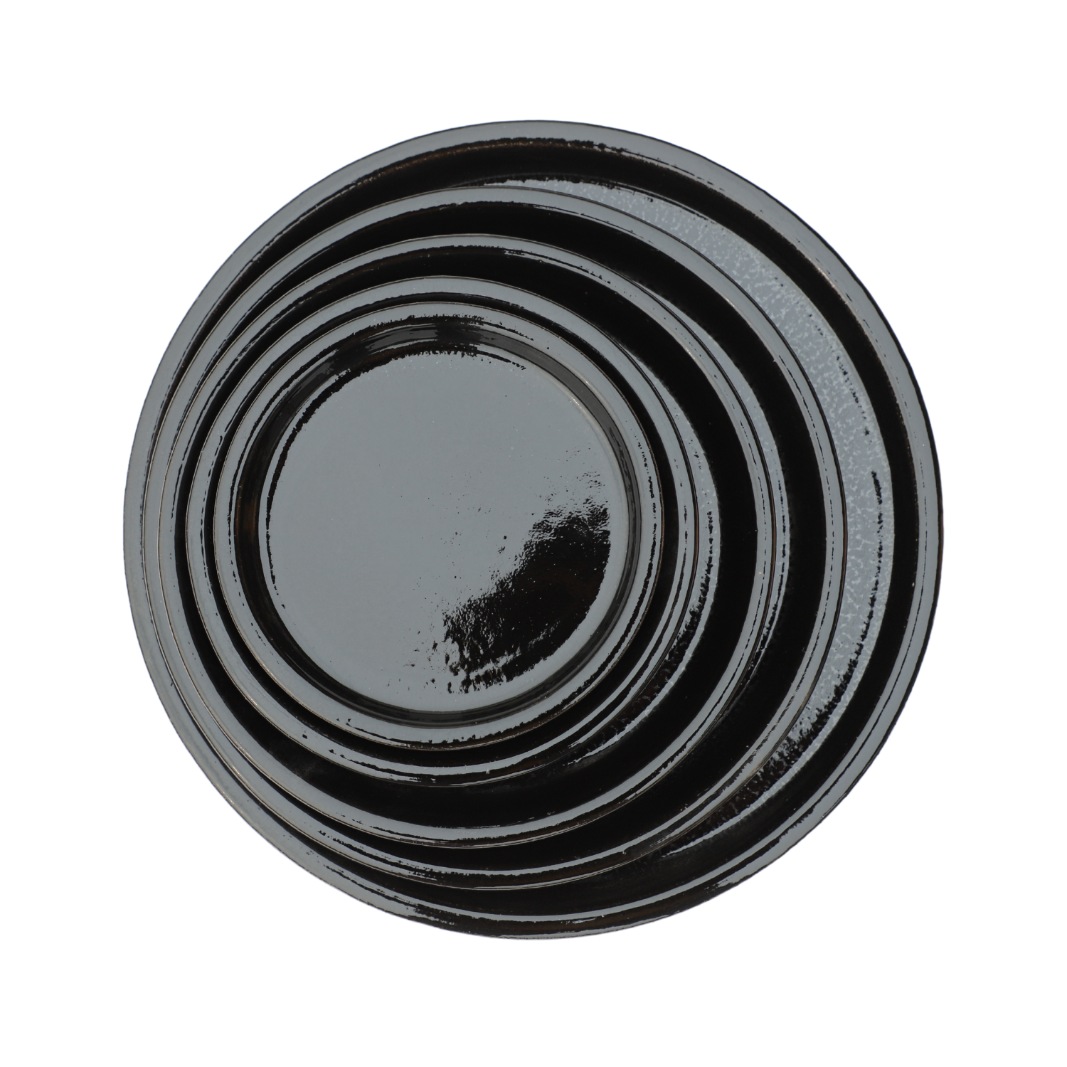 Soucoupe 19cm noir faite à la main en terre cuite émaillée - Jardiland